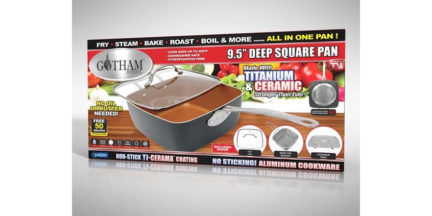 Gotham Steel Deep Square Frying Pan Set