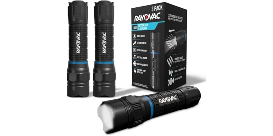 Energizer Rayovac T2000 LED Flashlight 3 Pack