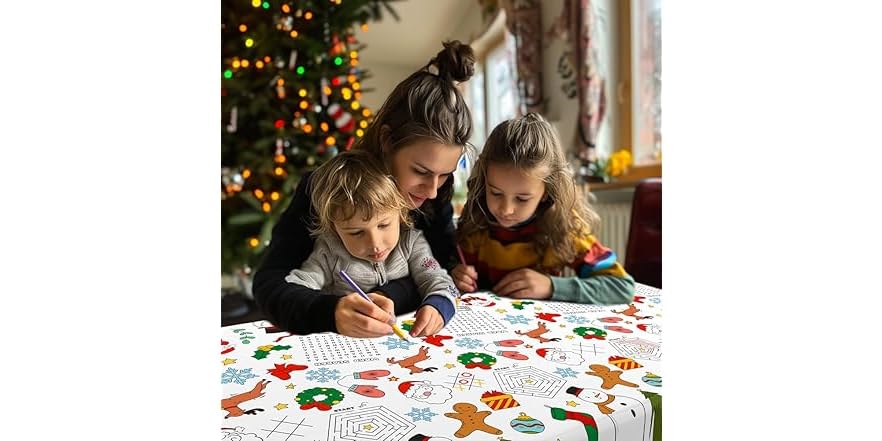 4 Pack Christmas Coloring Tablecloth