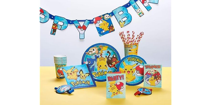 Vibrant Multicolor Pokemon Round Plates - 7"