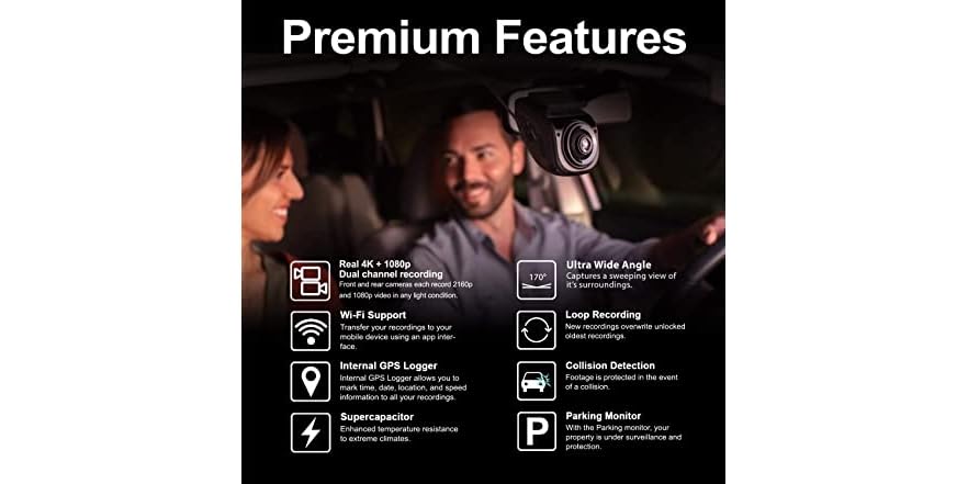 Rexing V1P Max Front and RearDash Cam Black (Open Box)