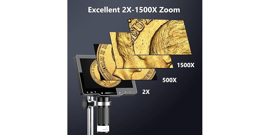 4K 48MP HDMI Digital Coin Microscope with 7" IPS Screen
