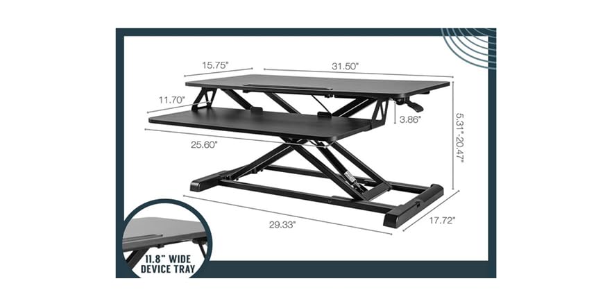 TechOrbits 32" Adjustable Standing Desk Black (Open Box)