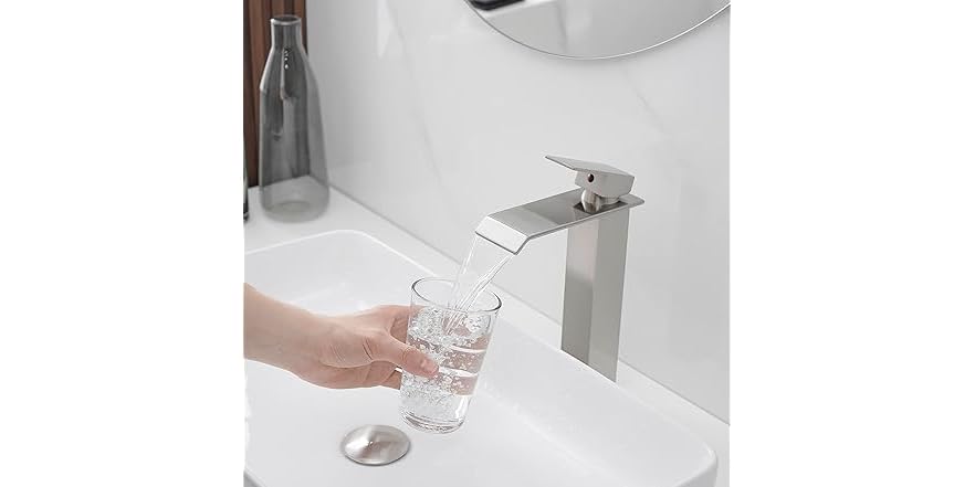 BWE 6004H-N Brushed Nickel Sink Faucet Waterfall