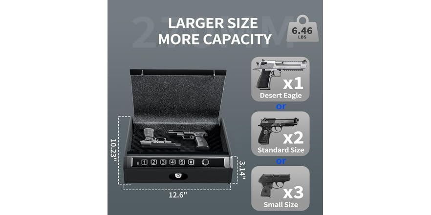 ADIMO Biometric Hand Gun Safe - Choose Size (Open Box)