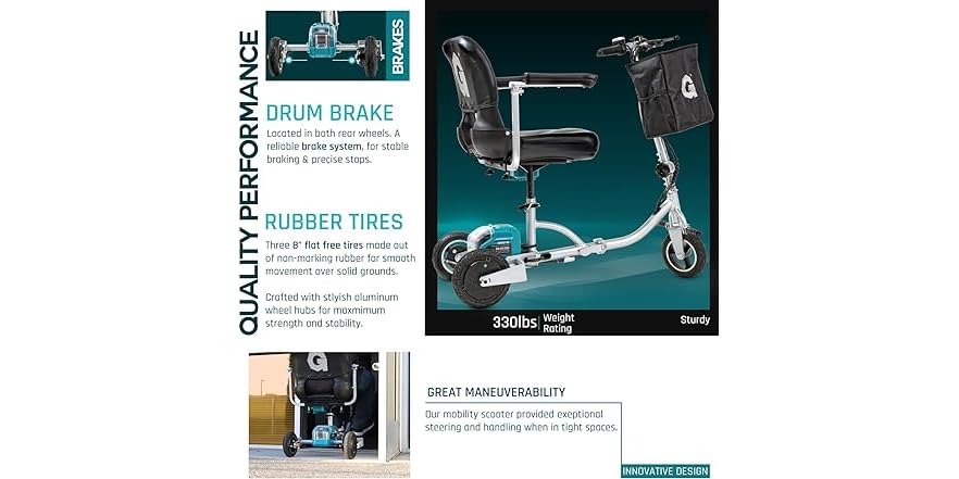 G 3 Wheel Folding Mobility Scooter Plus - Electric Powered, Airline ...