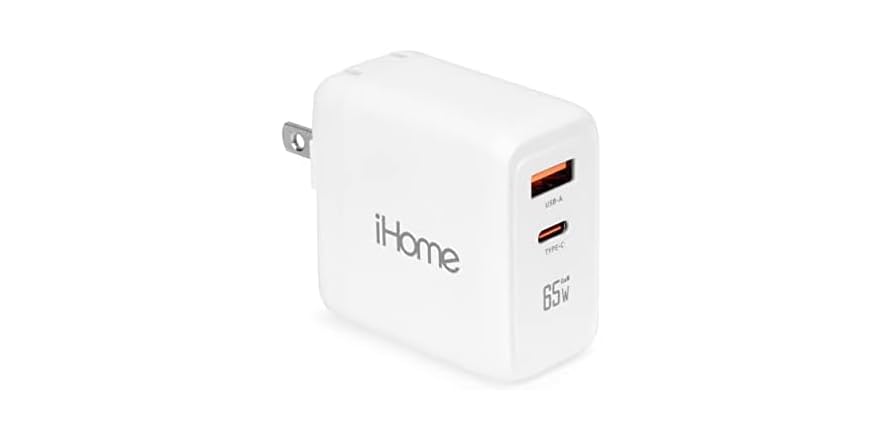iHome 65W GaN Charger: Dual Port Univers