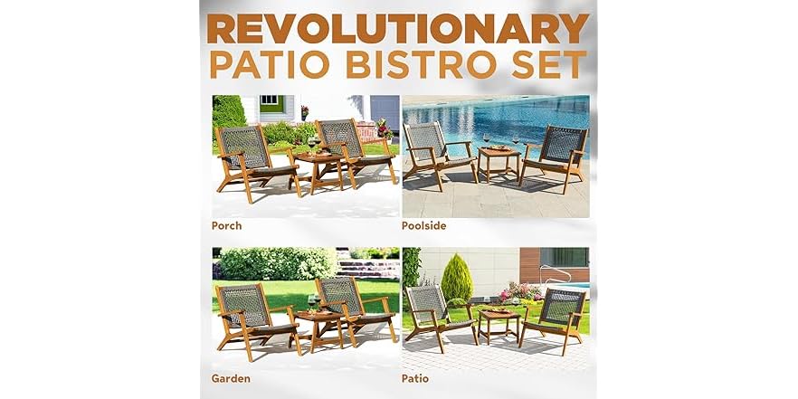 Idzo 3-Piece Wood Patio Bistro Set
