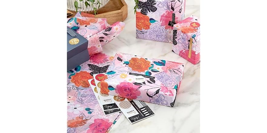 Hallmark Floral Tissue Paper w/ Stickers