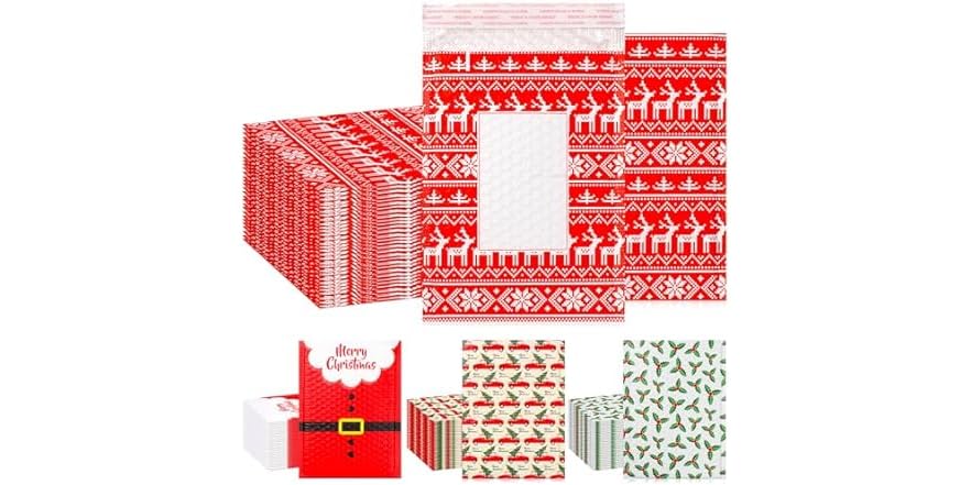 Christmas Poly Bubble Mailers 60pcs