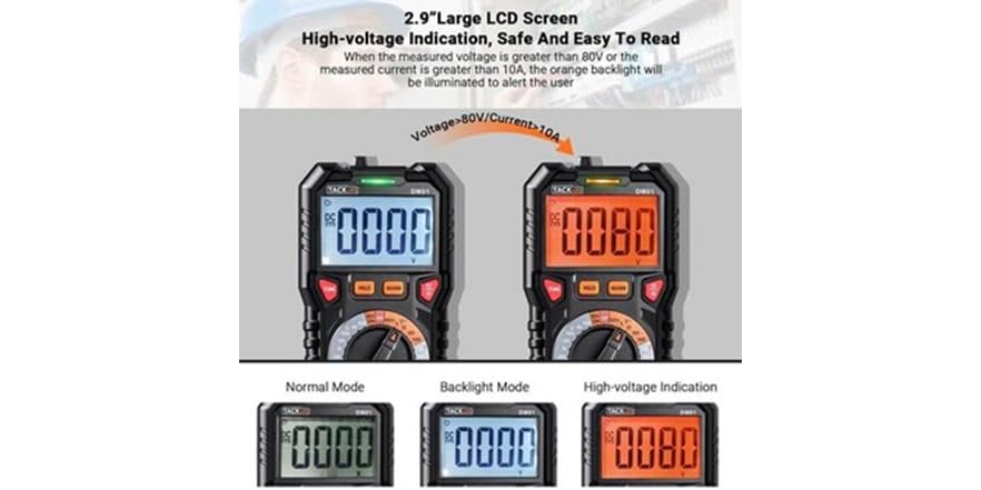 Digital Multimeter, LED Intelligent Indicator Jack