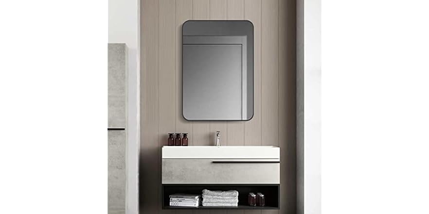 SNUGACE Black Metal Framed Mirror, 20” X 28”