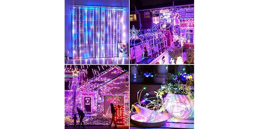 Extra-Long 288FT 800LED Solar Fairy String Lights, 4-Pack 72FT 200 LED