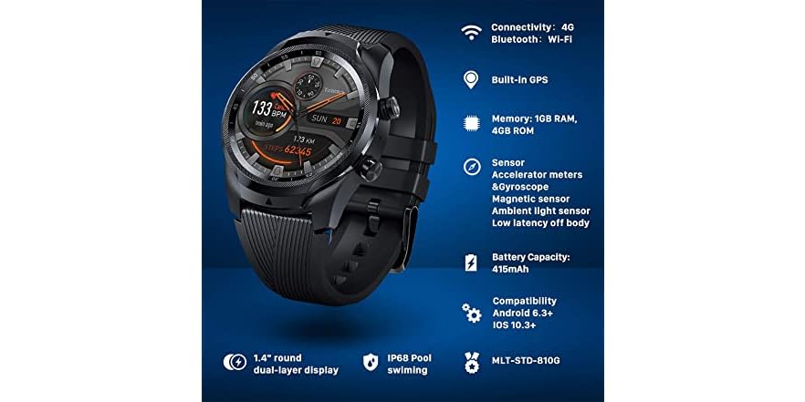 TicWatch Pro 4G LTE Cellular Smartwatch