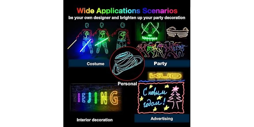 5 Pack Neon Light Wire