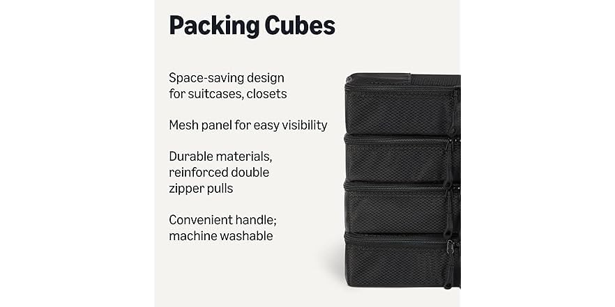 Amazon Essentials 4-Piece Packing Cubes