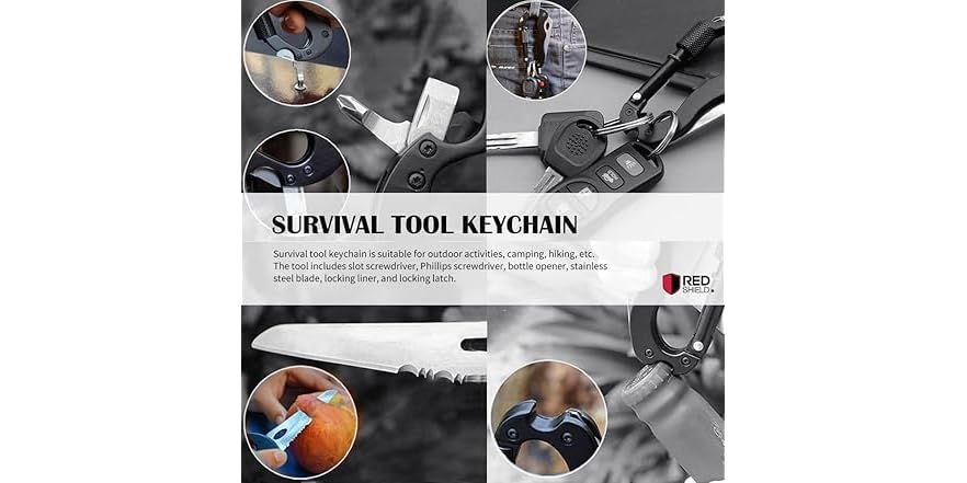 2-Pack 5-in-1 Survival Tool Keychain