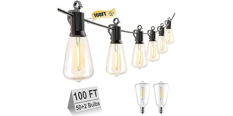 Brightown Outdoor String Lights LED 100FT Patio Lights