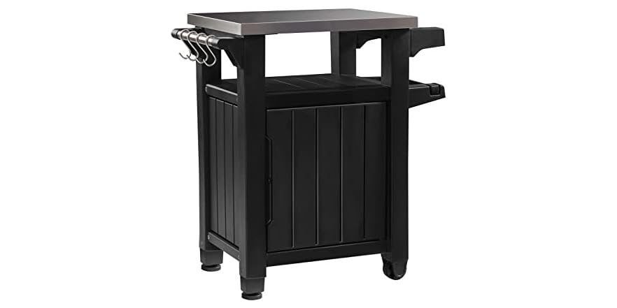 Keter Unity Portable Outdoor Table and Storage Cabinet-DK Grey