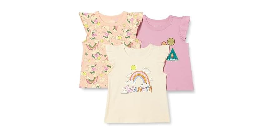 Amazon Girls' Ruffle T-Shirt 3 Pack