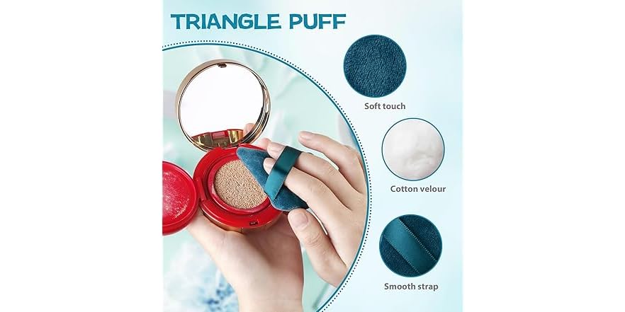 8 Pieces Triangle Powder Puff Peacock Blue