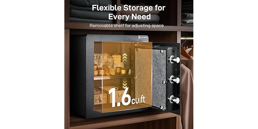 ADIMO Biometric Safe Box 1.6 CuFt. w/ Touchscreen
