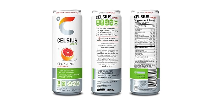 (12 Pack) Celsius Sweetened with Stevia Sparkling Fitness Drink: Your ...