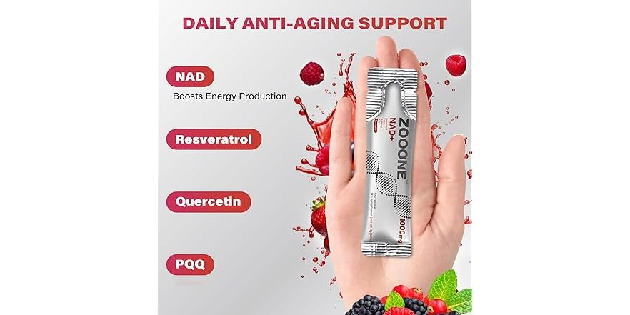 (30 Pack) zooone NAD+ 1000mg Liquid Packets Supplement