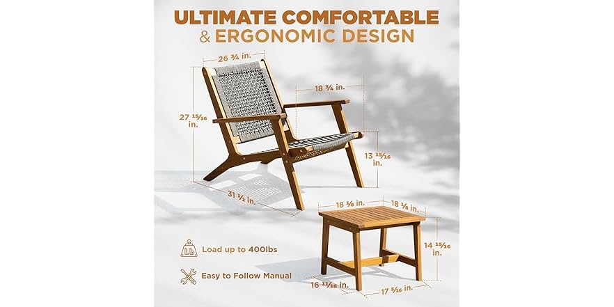 Idzo 3-Piece Wood Patio Bistro Set