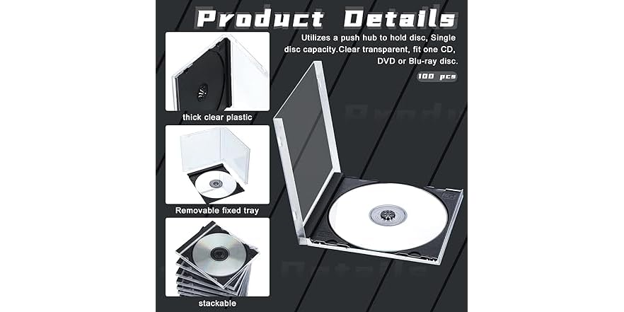 50 Pack Plastic CD/DVD Cases