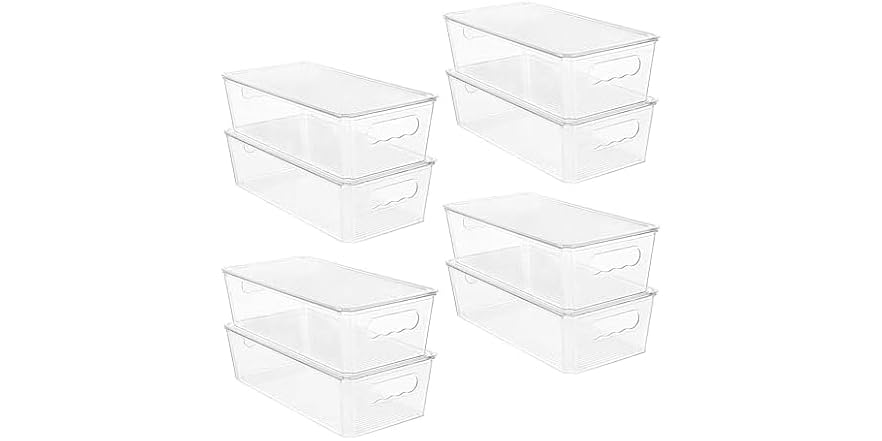 Vtopmart 8Pc Clear Fridge Bins with Lids