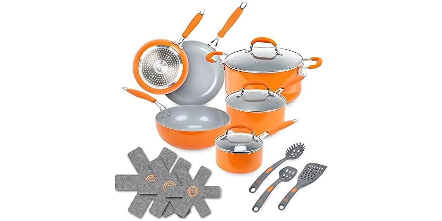 Fusion Guard, MasterChef 15-Piece Cookware Set, Orange