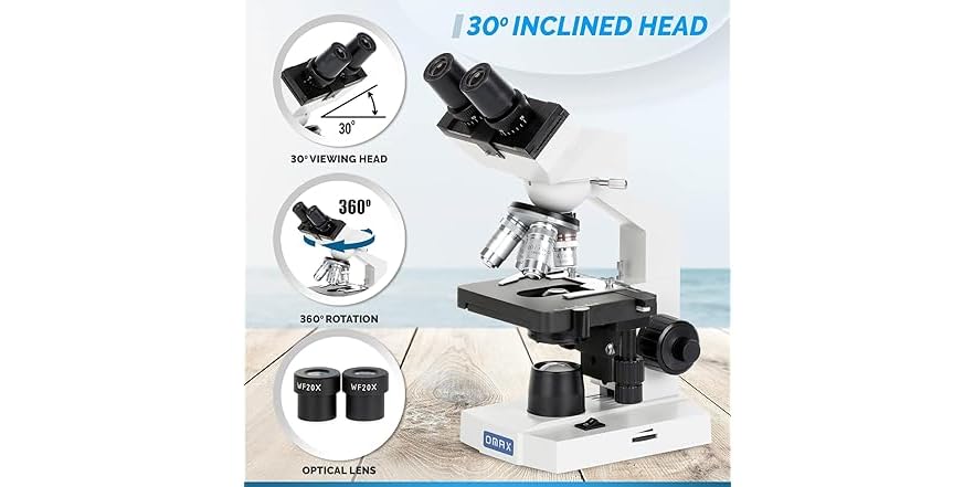 AmScope OMAX 40X-2000X Lab LED Binocular Compound Microscope