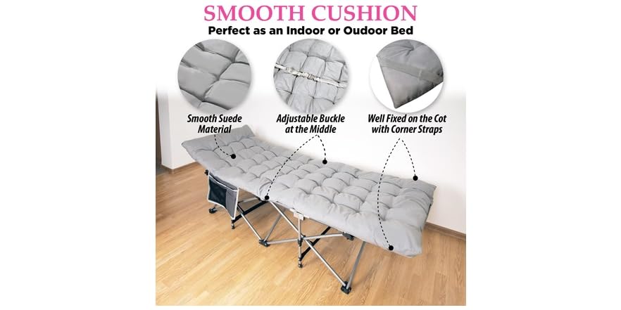 Set of 2 Camping Travel Cot and Cot Pad