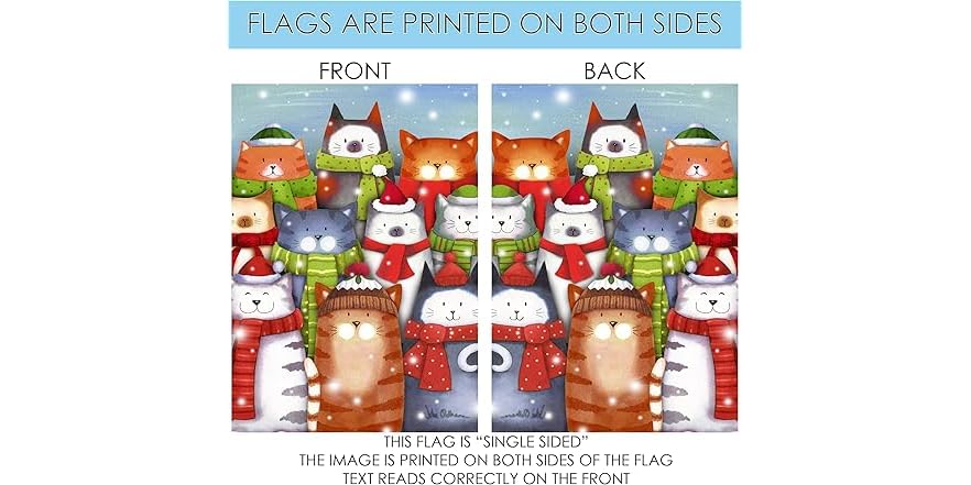 Toland Home Cat Caroling Christmas Double Sided Garden Flag