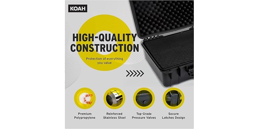 Koah Weatherproof Hard Case with Customizable Foam