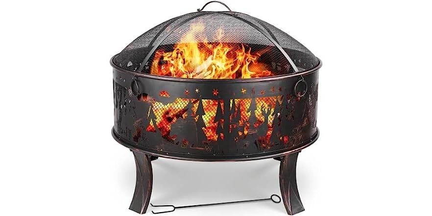 TLGreen Portable Fire Bowl 27" Fire Pit Elk Pattern