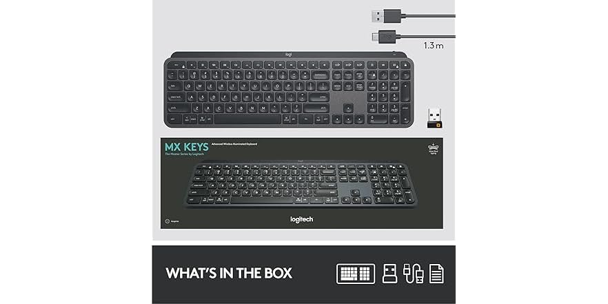 Logitech MX Keys Illuminated Wireless Keyboard with Bluetoot (Open Box)