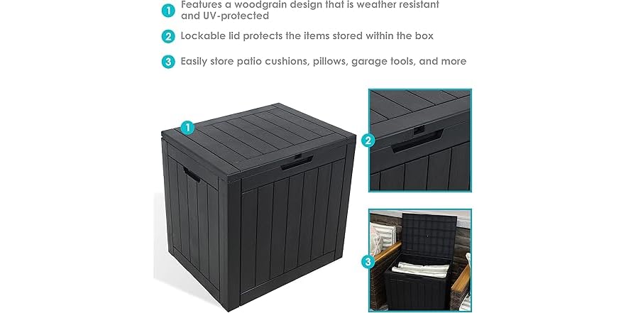 Faux Wood Grain Outdoor Storage Box - Phantom Gray