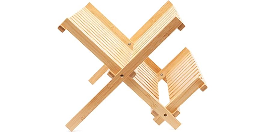 Amazon Basics 2-Tier Wide-Slat Bamboo Dish Drying Rack