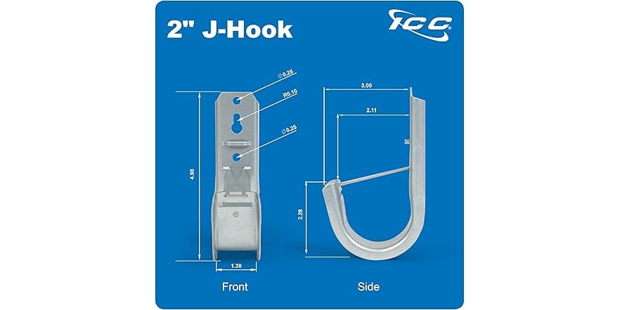 ICC 2-Inch Wall Mount J-Hook – 25-Pack