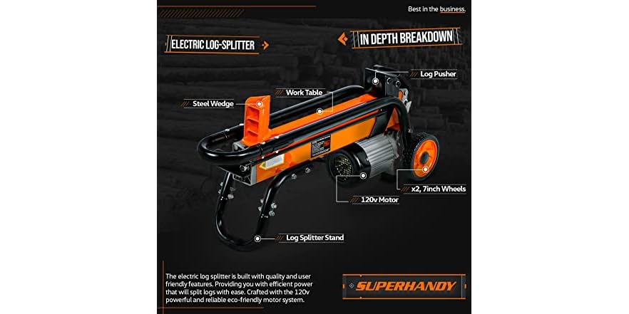 SuperHandy Log Splitter Electric 6 Ton