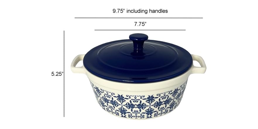 Le Regalo Stoneware Casserole with Lid