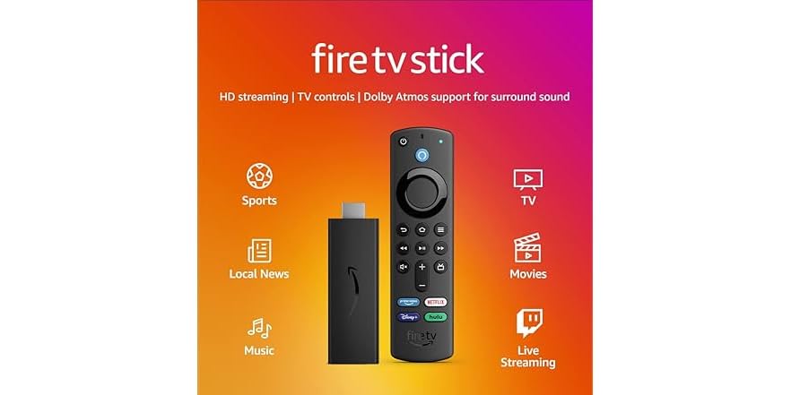 Amazon Fire TV Stick, (3rd Gen), HD with Alexa Voice Remote (3rd Gen)