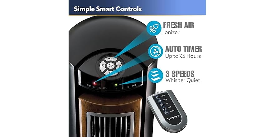Lasko Oscillating Tower Fan, Remote Control