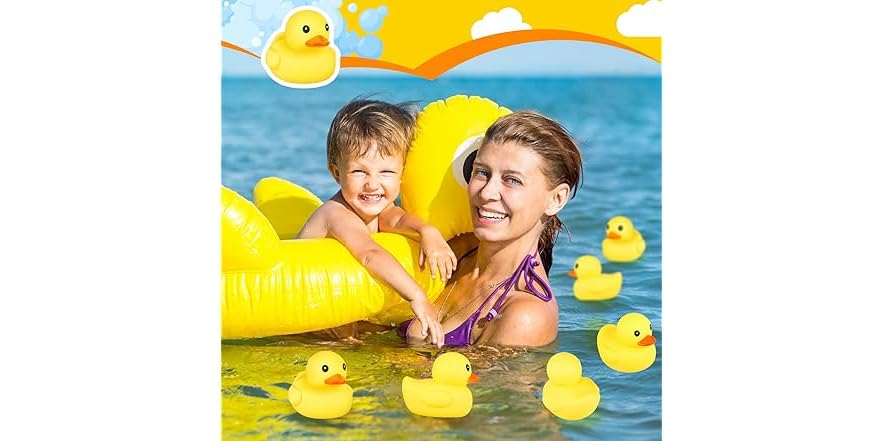 10 PC Large Yellow Rubber Duck Bath Toys