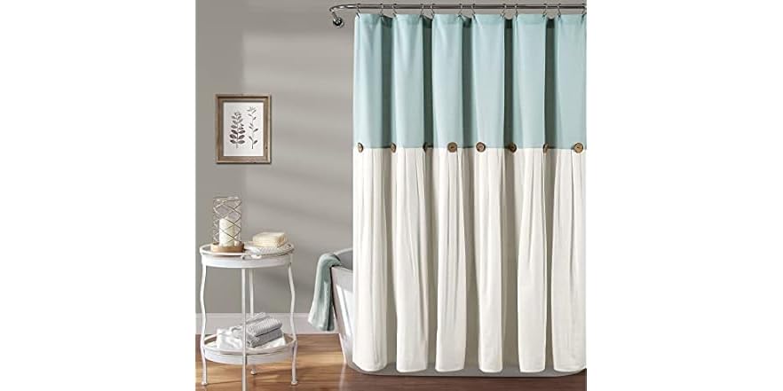 Lush Decor Linen Button Shower Curtain