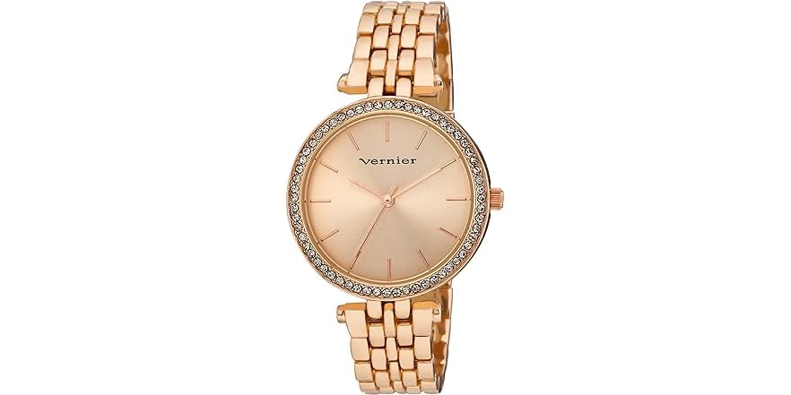 Vernier Women's 5 Link Crystal Bezel Watch