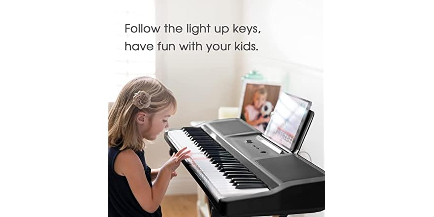 The ONE Smart Piano Keyboard with Lighted Keys, Onyx Black