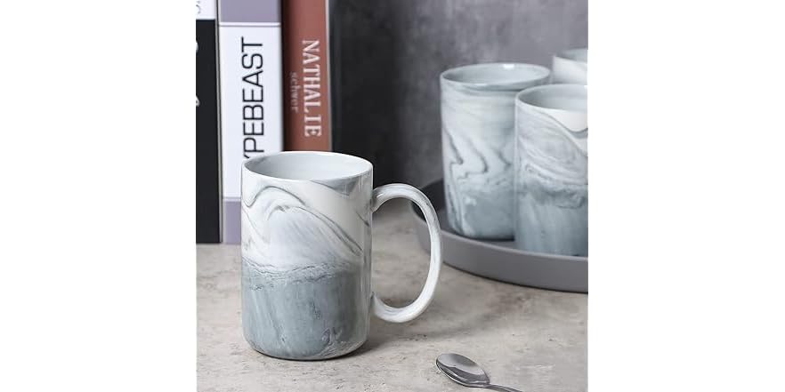 14 OZ Marble Coffee Mugs 4 Pack
